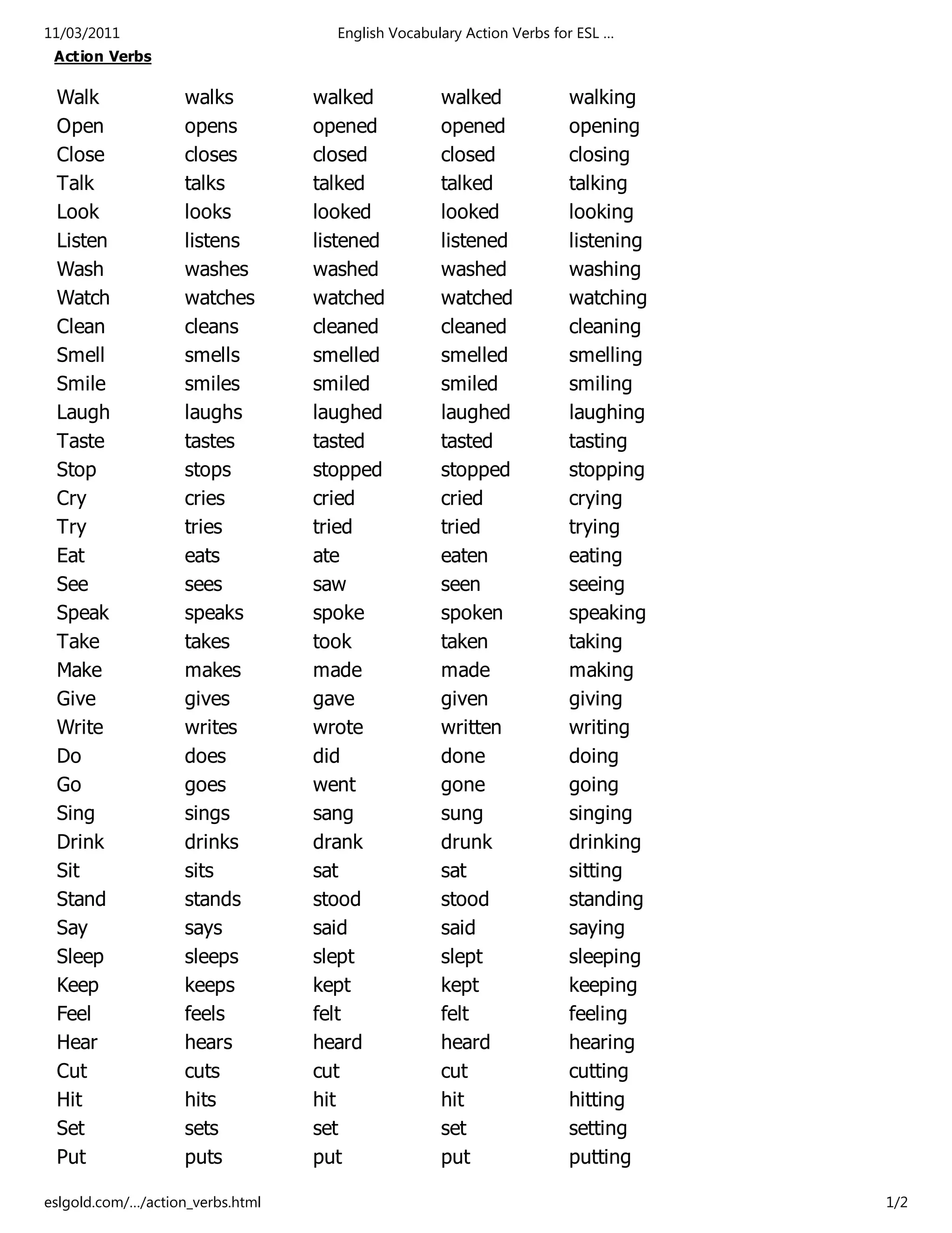 Action verbs | PDF
