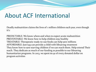 Action against hunger(ACF international) | PPT | Free Download