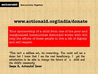 ActionAid India Child sponsorship Programme | PDF | Debated Sensitive ...