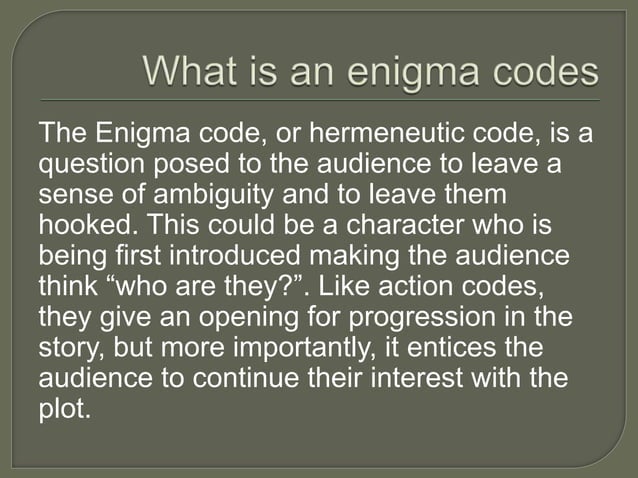 Action and Enigma codes – Roland Barthes | PPT
