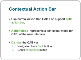 Action bar & ActionBarSherlock | PPTX | Operating Systems | Computer Software and Applications