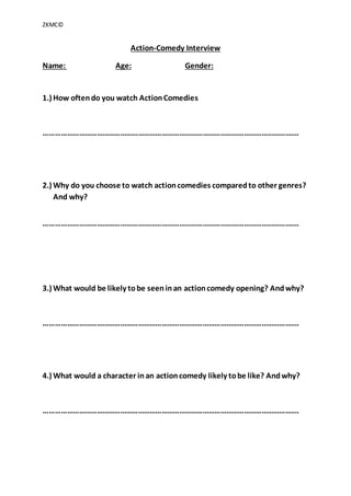 Action-comedy Questionnaire & Interview | PDF