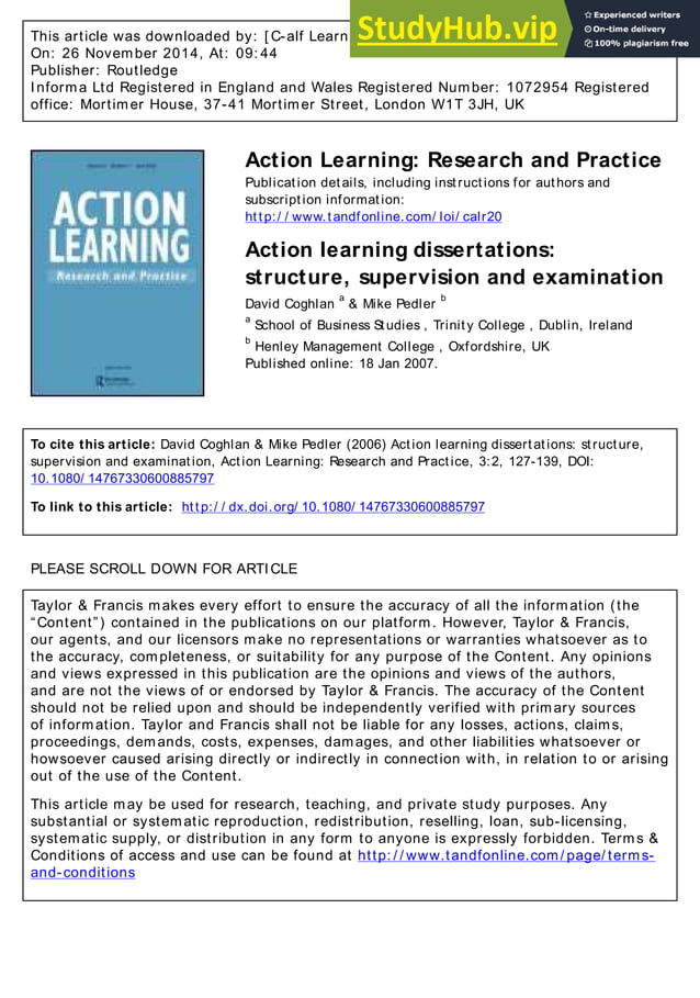 Action learning dissertations structure, supervision and examination.pdf | Professional School ...