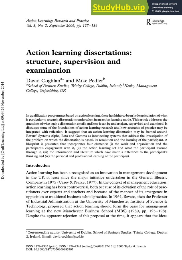 Action learning dissertations structure, supervision and examination.pdf | Professional School ...