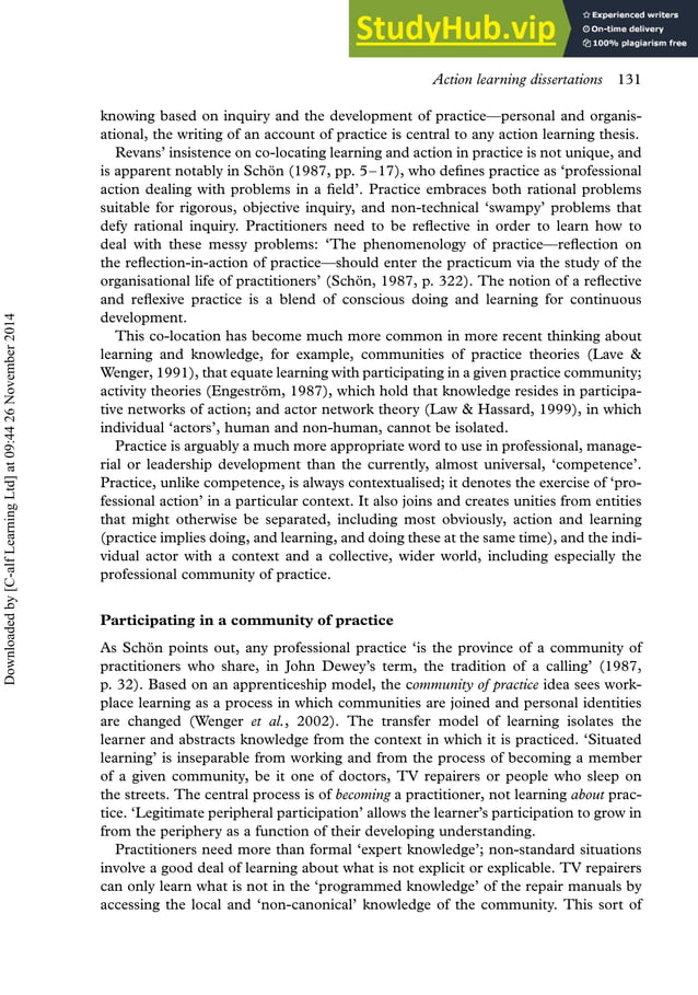 Action learning dissertations structure, supervision and examination.pdf | Professional School ...