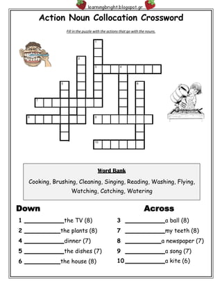 Action noun =>collocation crossword | PDF