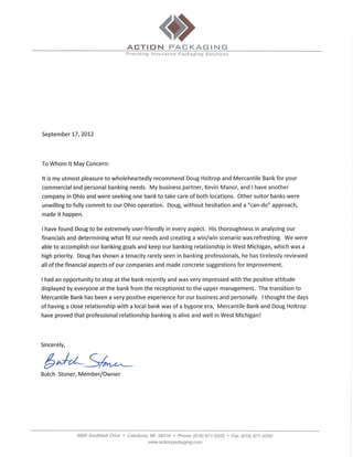 Action Packaging Letter of Recommendation | PDF