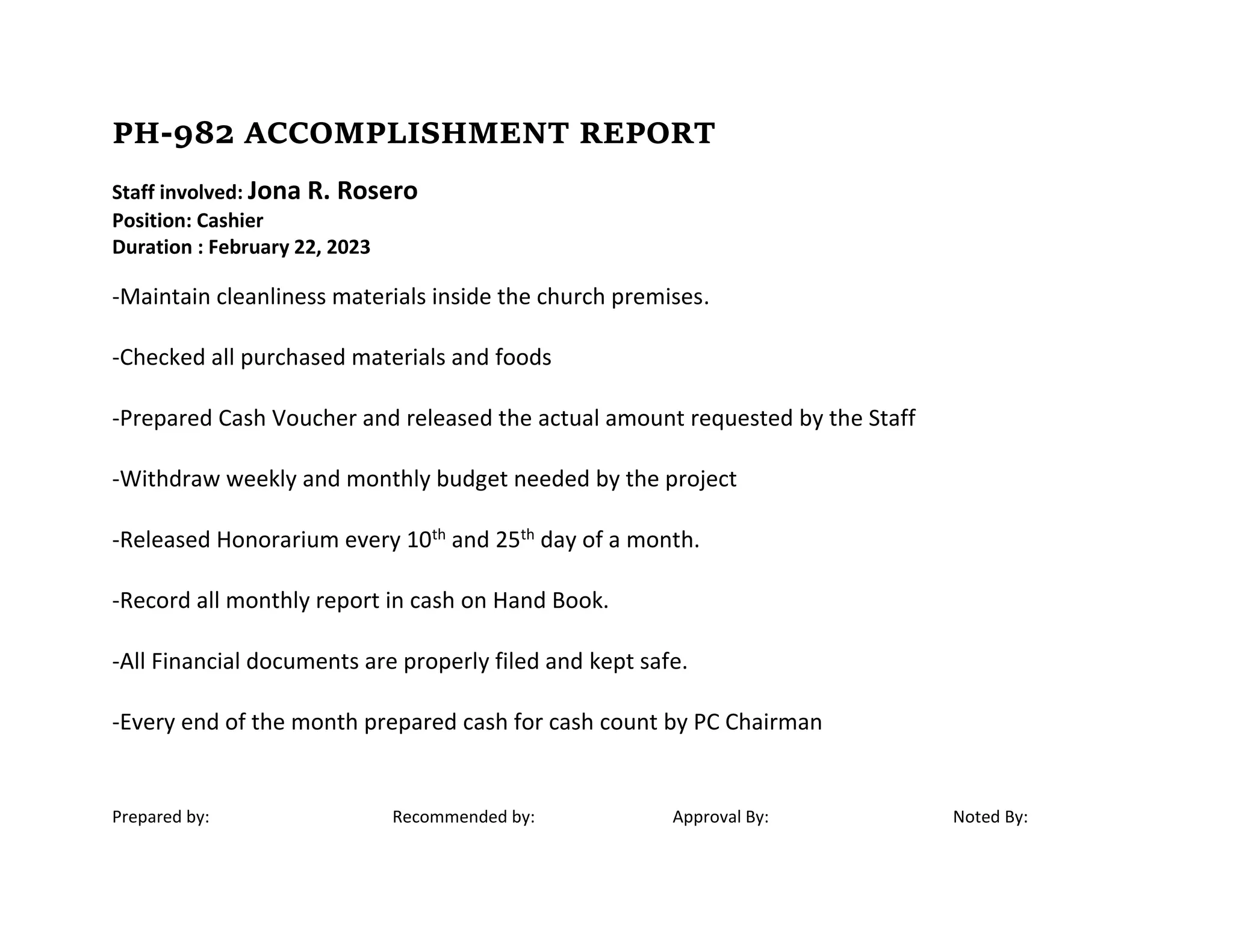 Action Plan and Accomplishment Report of Office Staff - Cashier.docx
