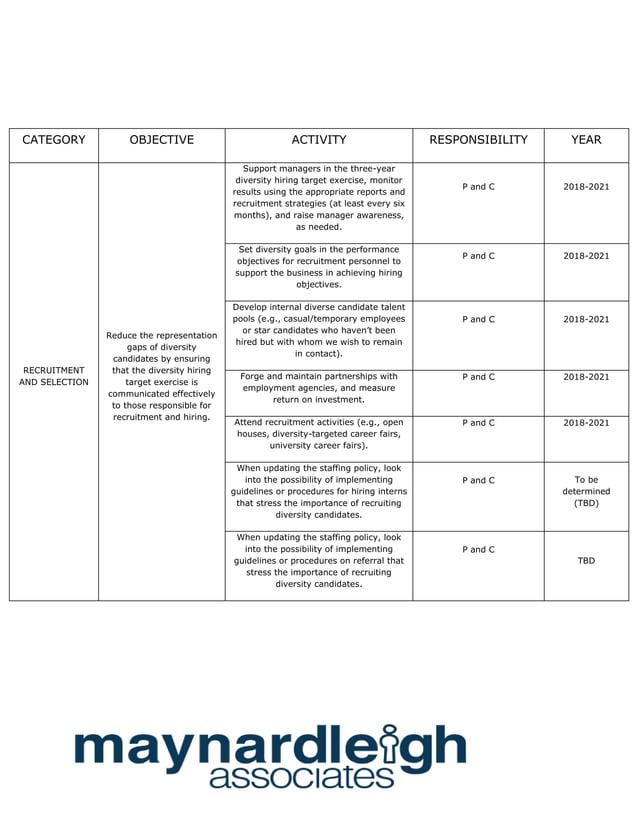 Action Plan - Diversity & Inclusion | PDF