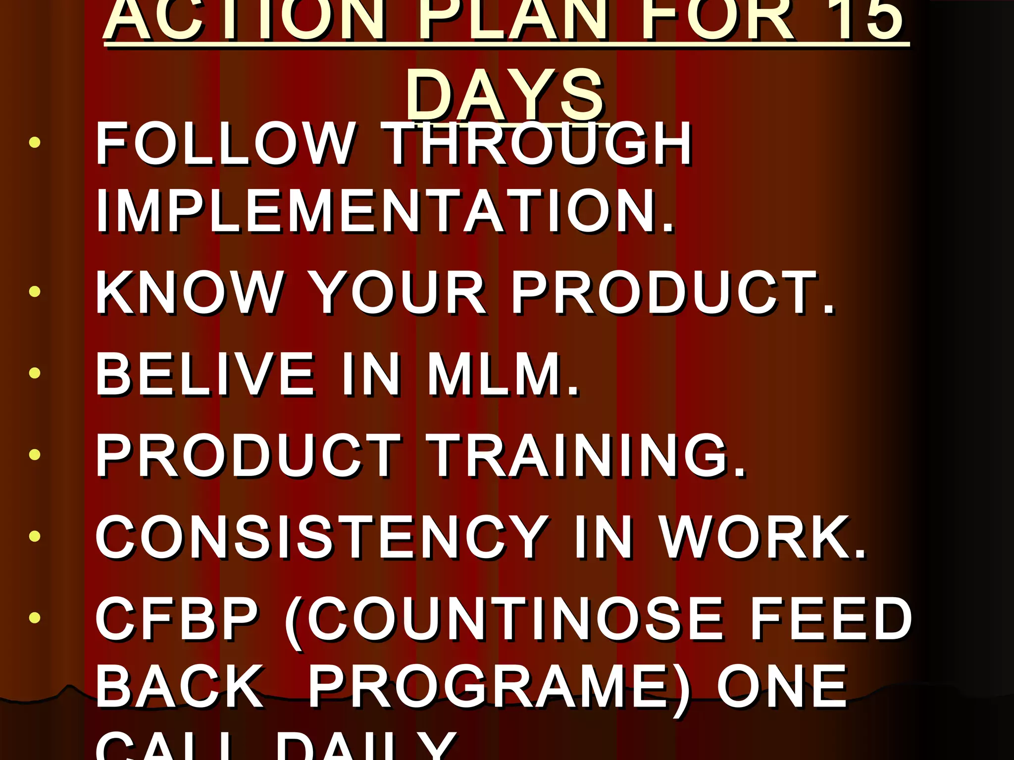 Action plan for 15 days | PPT