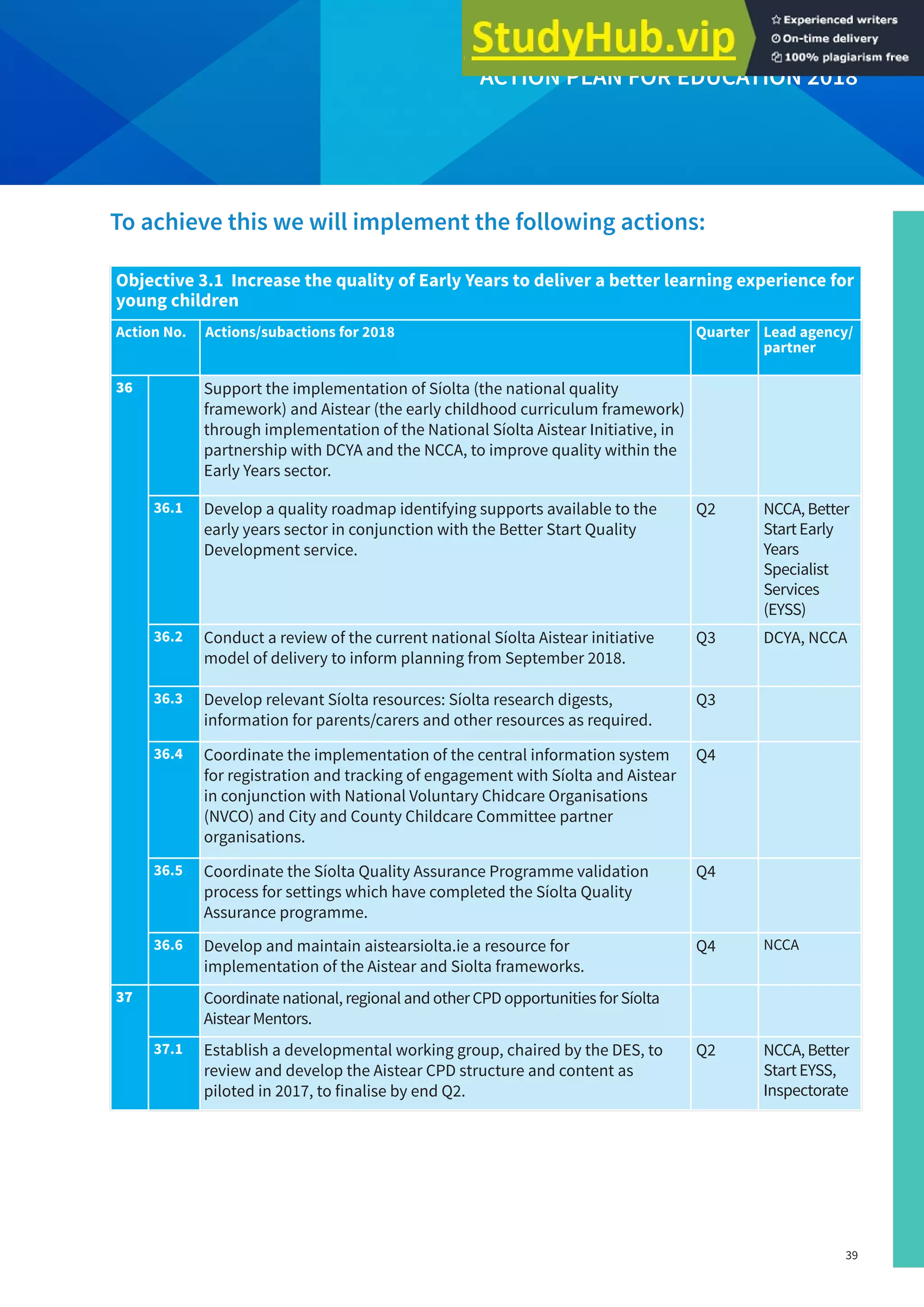 Action Plan For Education | PDF