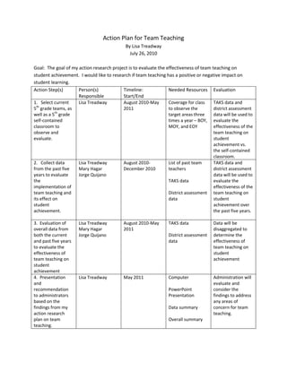 Action plan for team teaching | PDF
