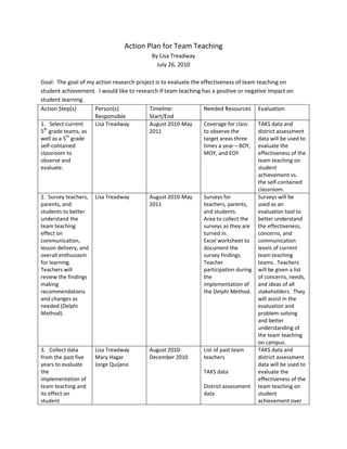 Action plan for team teaching updated | DOCX | Professional School ...