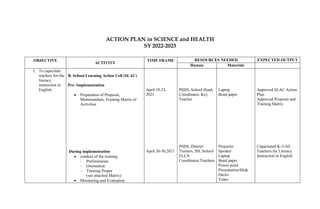 action plan in science and health for the school year.docx