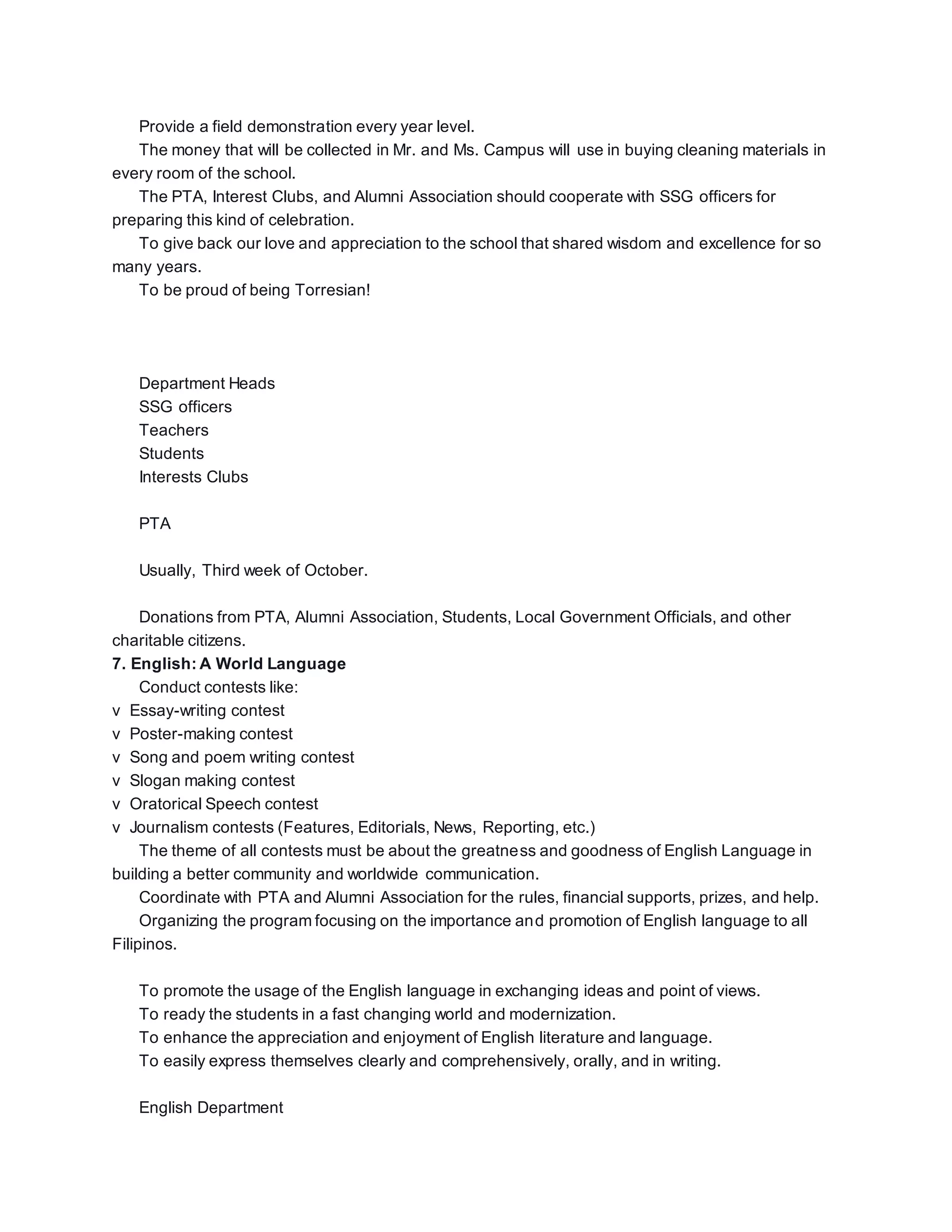 Action plan of ssg 2014 2015 | DOCX | Professional School | Postgraduate Education