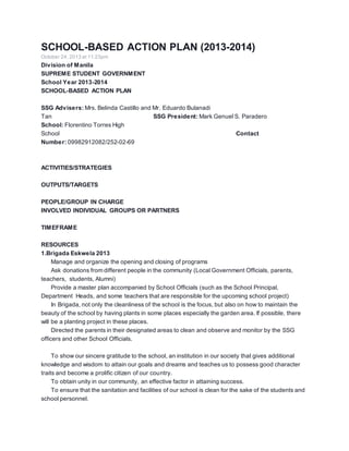 Action plan of ssg 2014 2015 | DOCX | Professional School ...