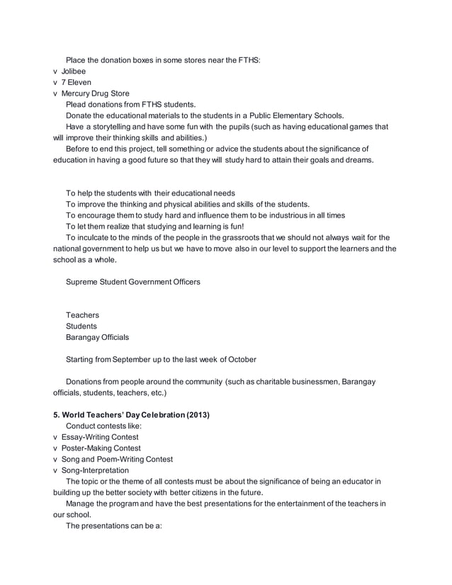 Action plan of ssg 2014 2015 | DOCX | Professional School ...