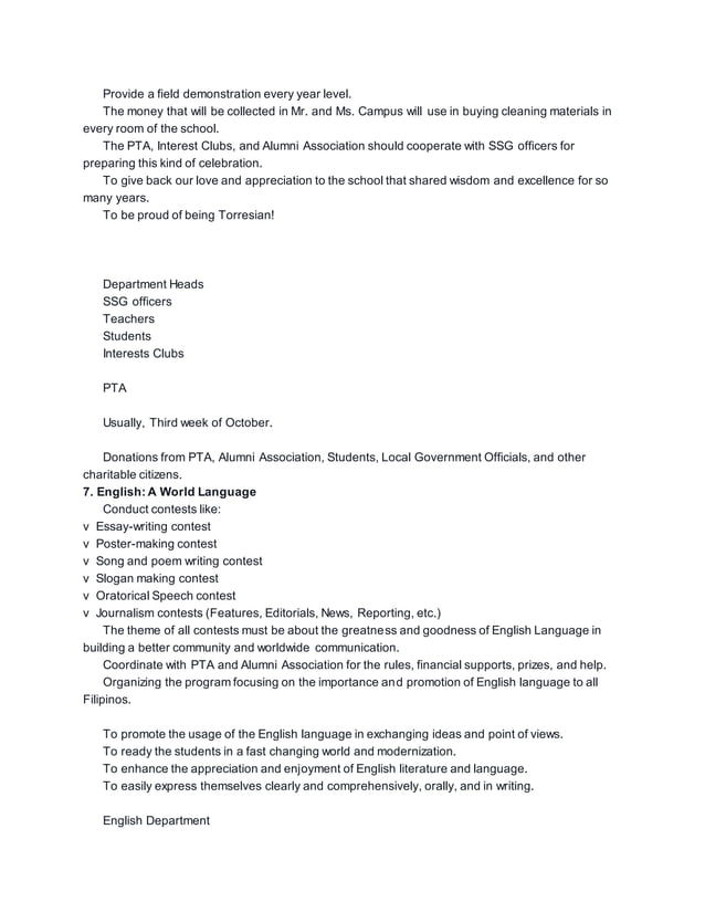 Action plan of ssg 2014 2015 | DOCX | Professional School ...