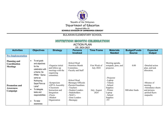 ACTION PLAN ON NUTRITION MONTH 2024.docx | Nutrition | Healthy Living