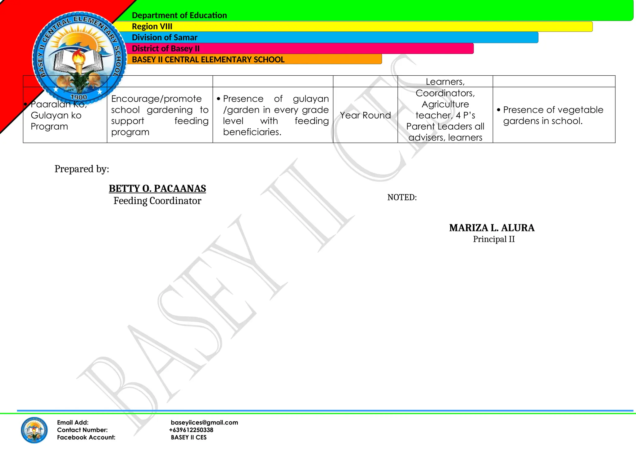 ACTION PLAN FOR SCHOOL BASED FEEDING PROGRAM | DOCX