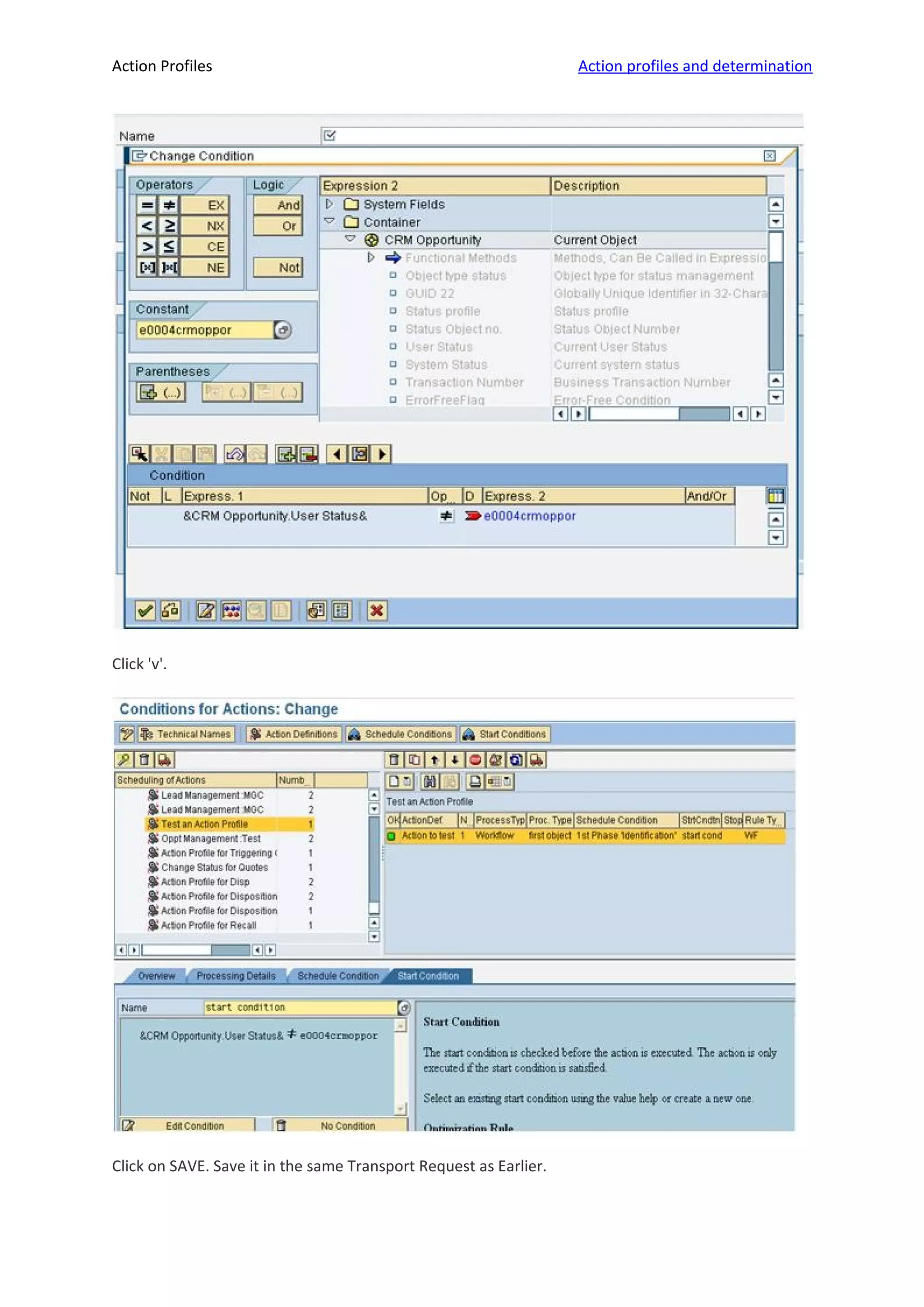 Action profiles in sap | DOC