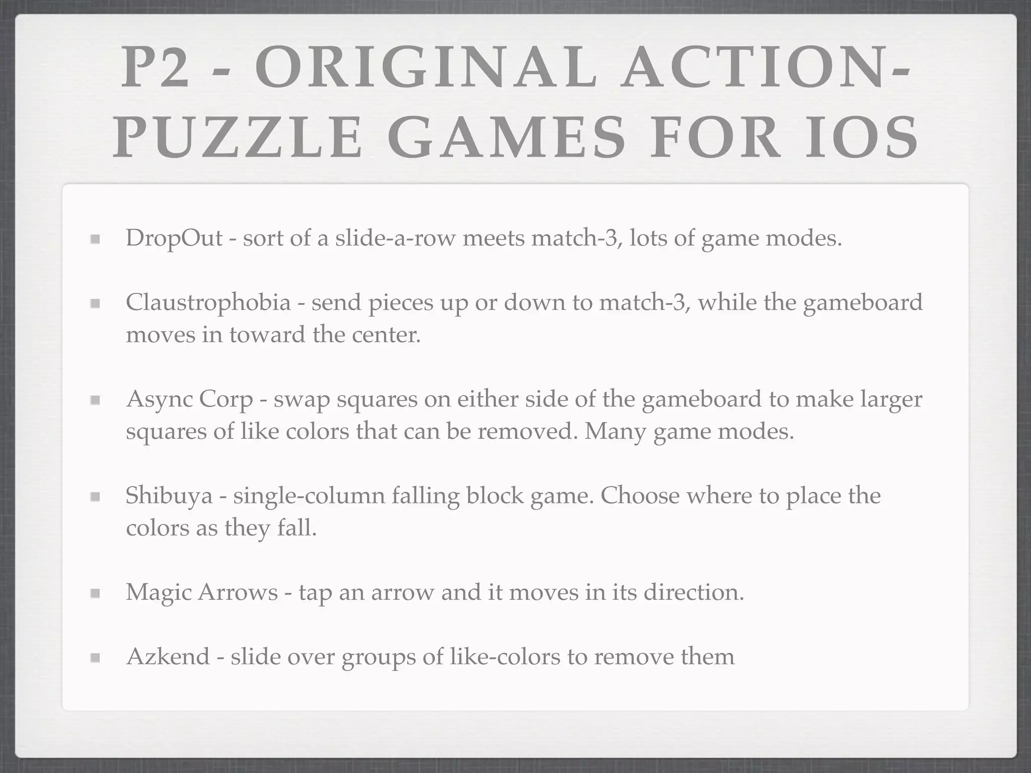 Action puzzle games | KEY