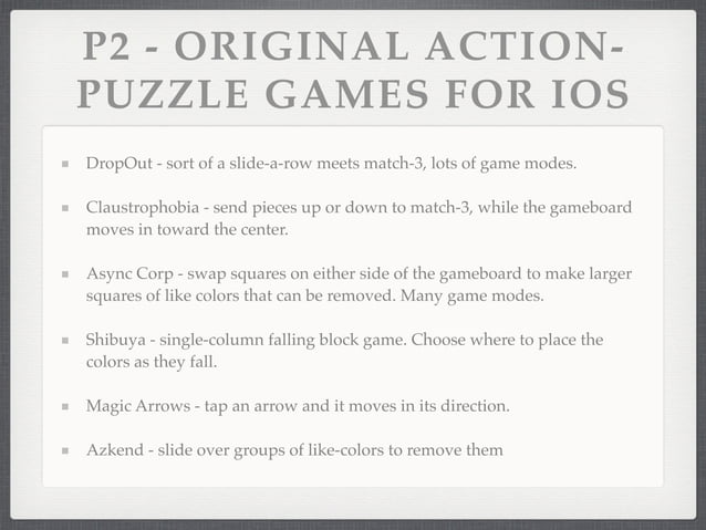 Action puzzle games | PPT