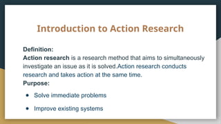 lets know about Action Research done by MTD students | PPT