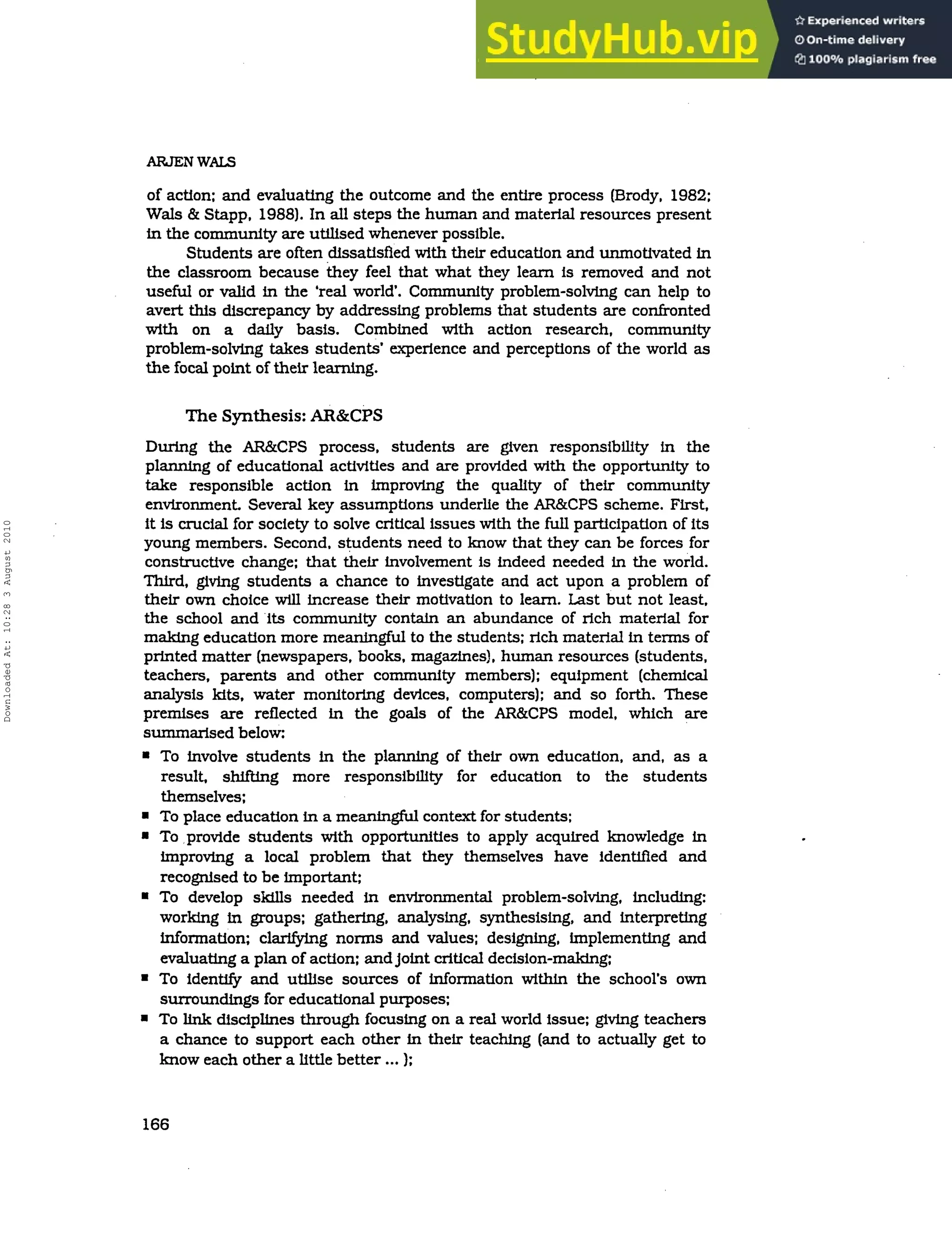 Action Research And Community Problem Solving Environmental Education In An Inner City | PDF