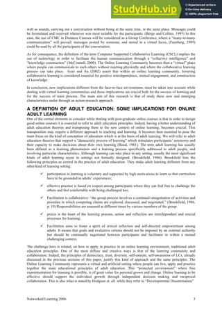 Action Research And Tutoring in The Online Learning Community. New Implications For Online Adult ...