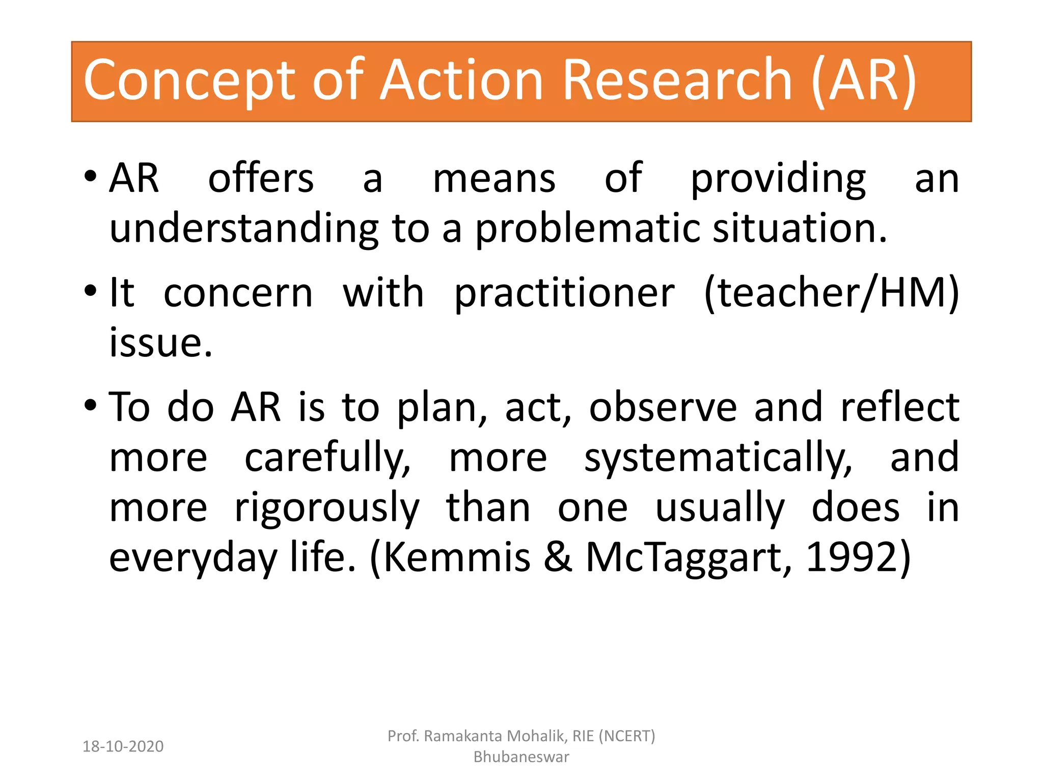 Action research as reflective practice | PPTX