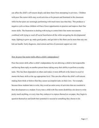 The Effect of Poor Fine Motor Skills on Children between the Ages of 3 ...