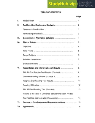 ACTION RESEARCH IN READING | PDF