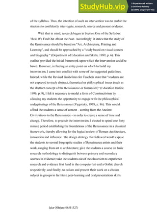 Action Research In The History Classroom The Renaissance | PDF