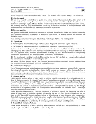 Action research on english writing skill of the tertiary level students ...
