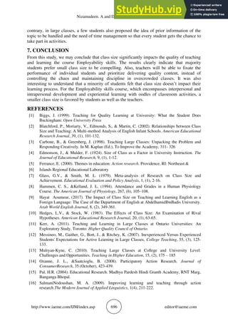 ACTION RESEARCH ON THE IMPACT OF CLASS SIZE IN TEACHING AND LEARNING IN ...