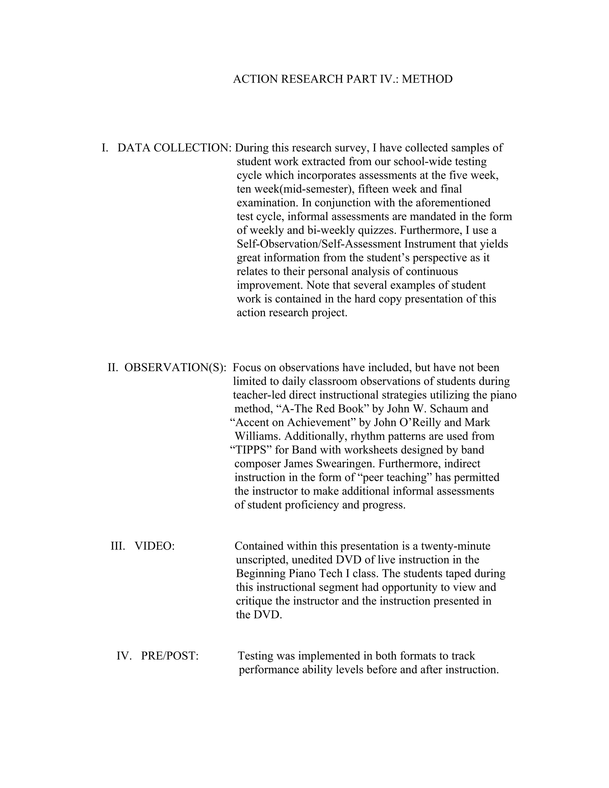 Action research part iv | DOC