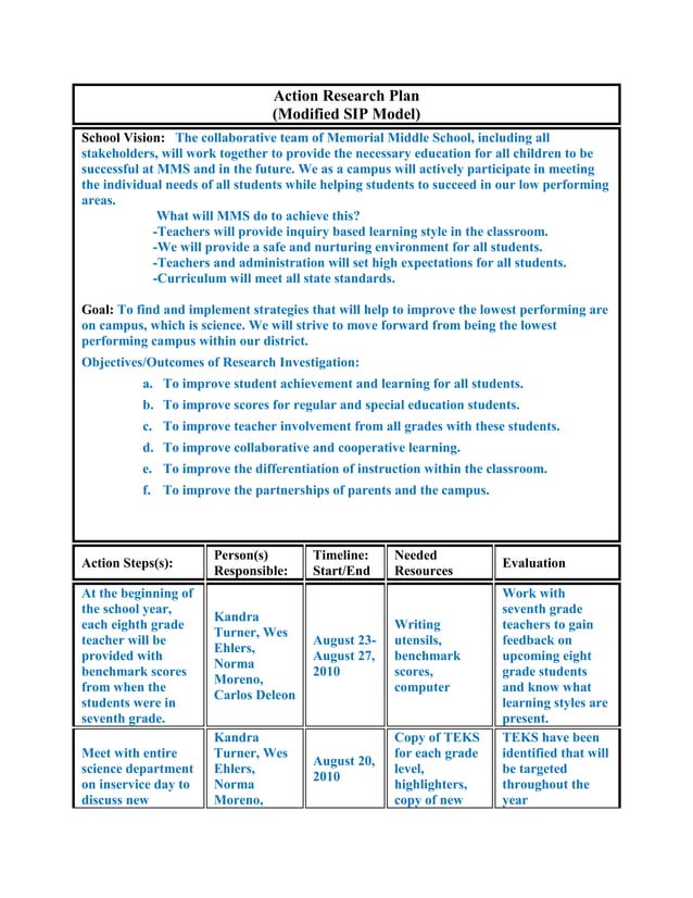 Action research plan | PDF