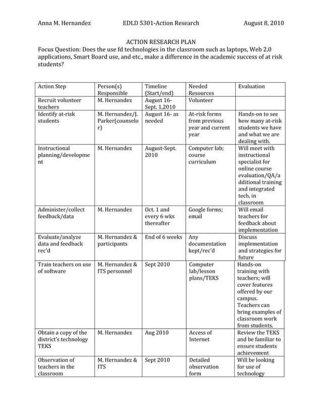 Action research plan revised | PDF