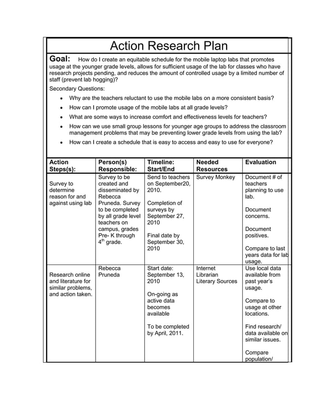 Action research plan | DOC