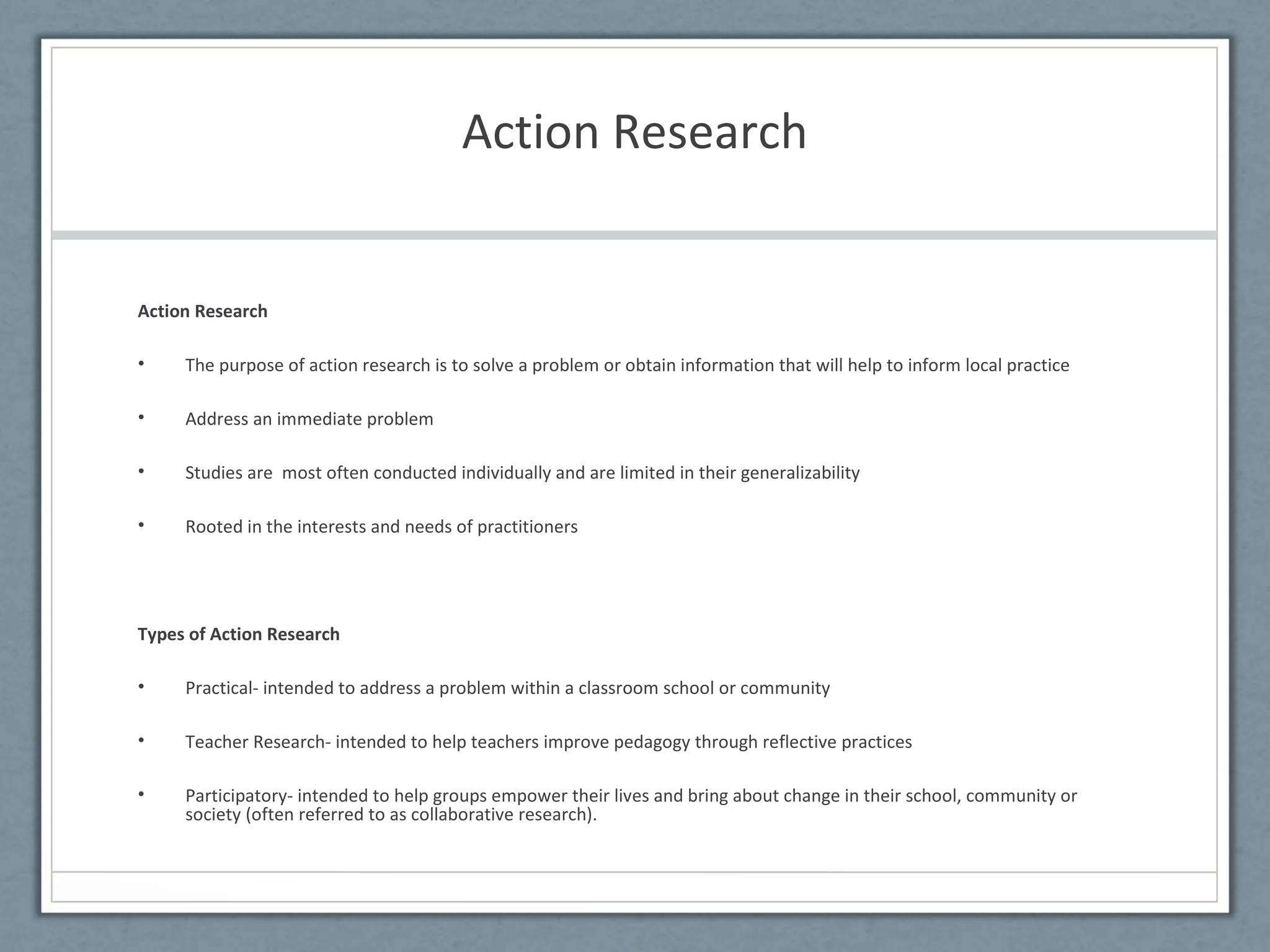Action researchpresentation (1) | PPT