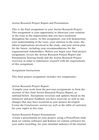Action Research Project Report and PresentationThis is the f.docx ...