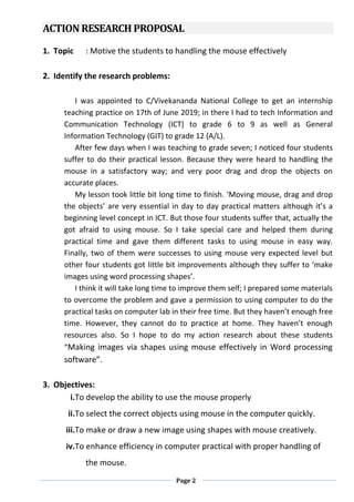 Motive the students to handle the mouse effectively | Action research ...