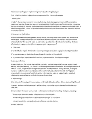 Action Research Proposal for educational | PDF