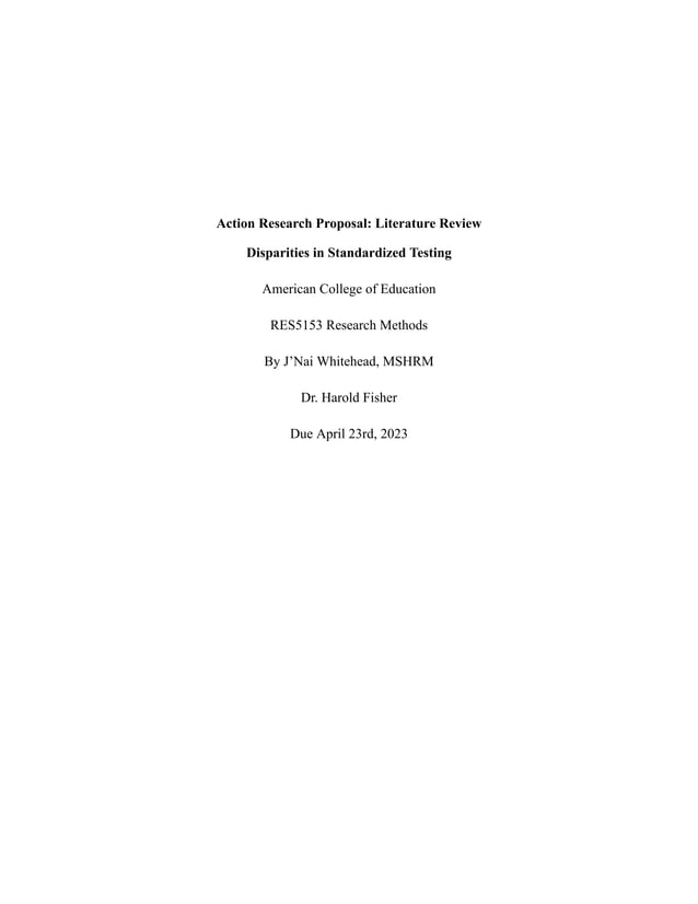 Action Research Proposal: Literature Review | PDF | Standardized ...