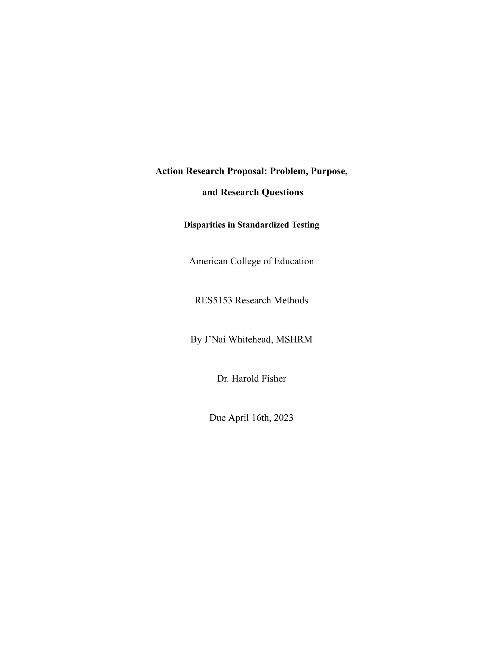 Action Research Proposal: Problem, Purpose, and Research Questions | PDF