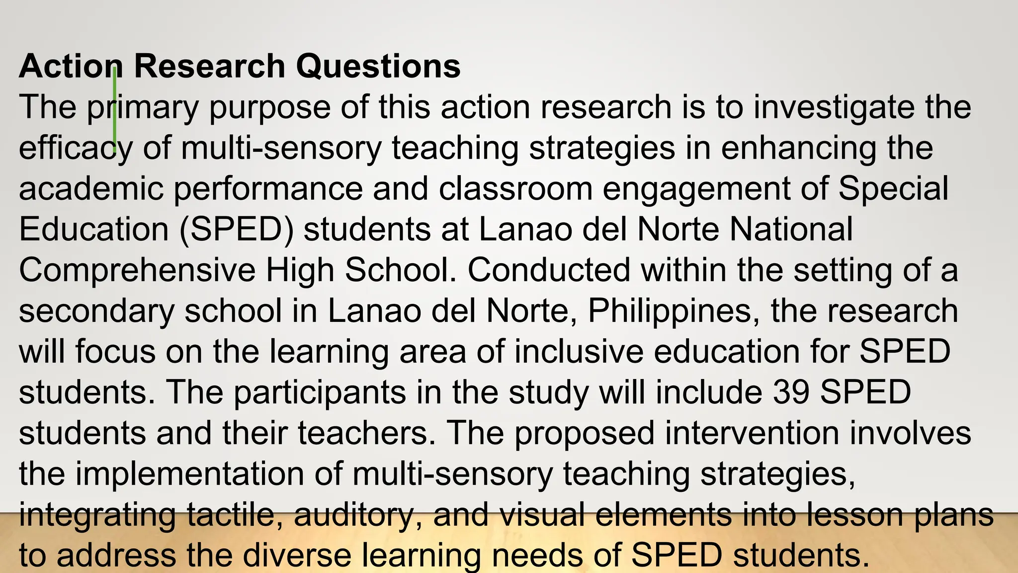 ACTION RESEARCH QUESTION FOR SPED IN LNNCHS SR HIGH | PPTX