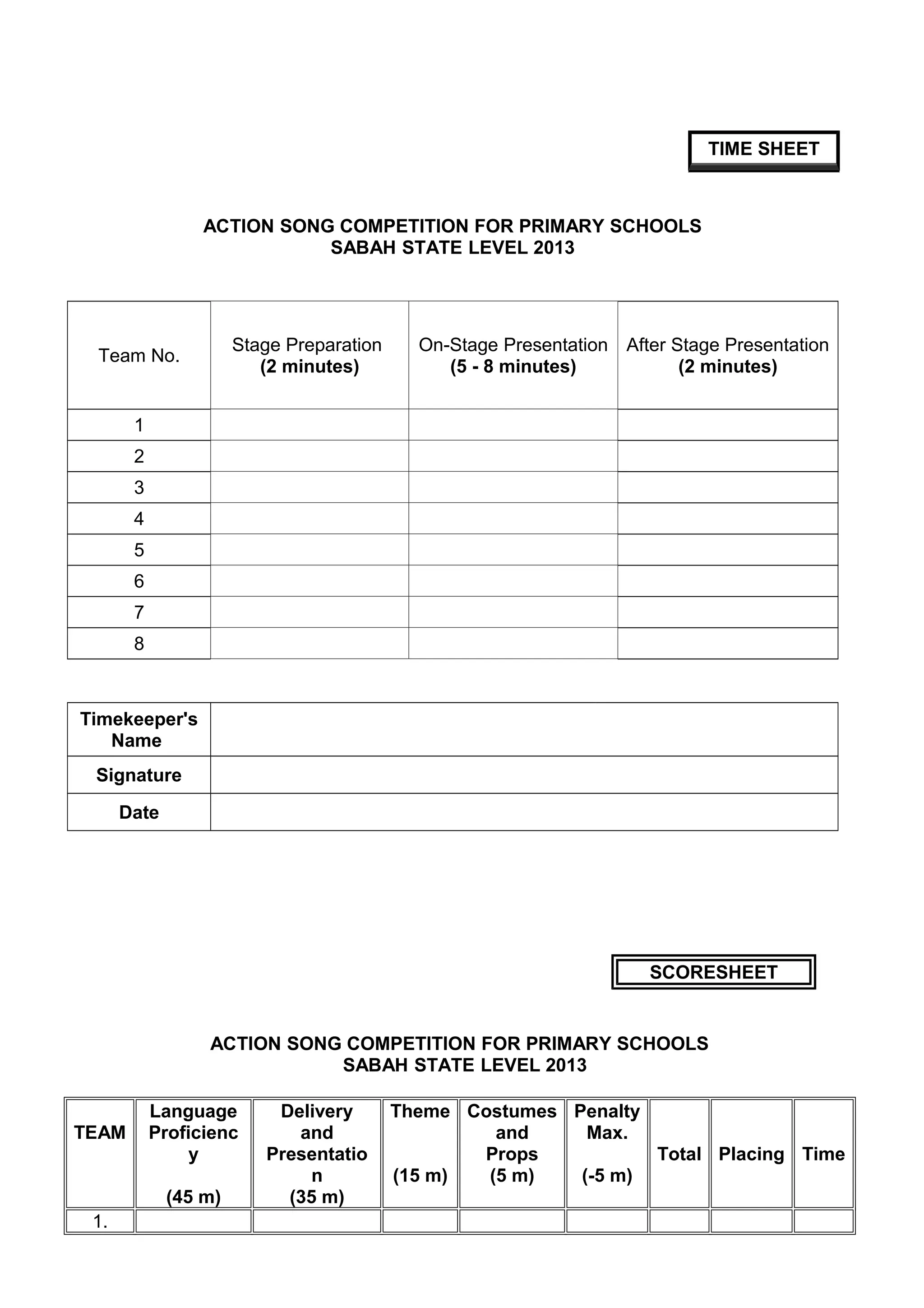 Action song concept paper | DOC