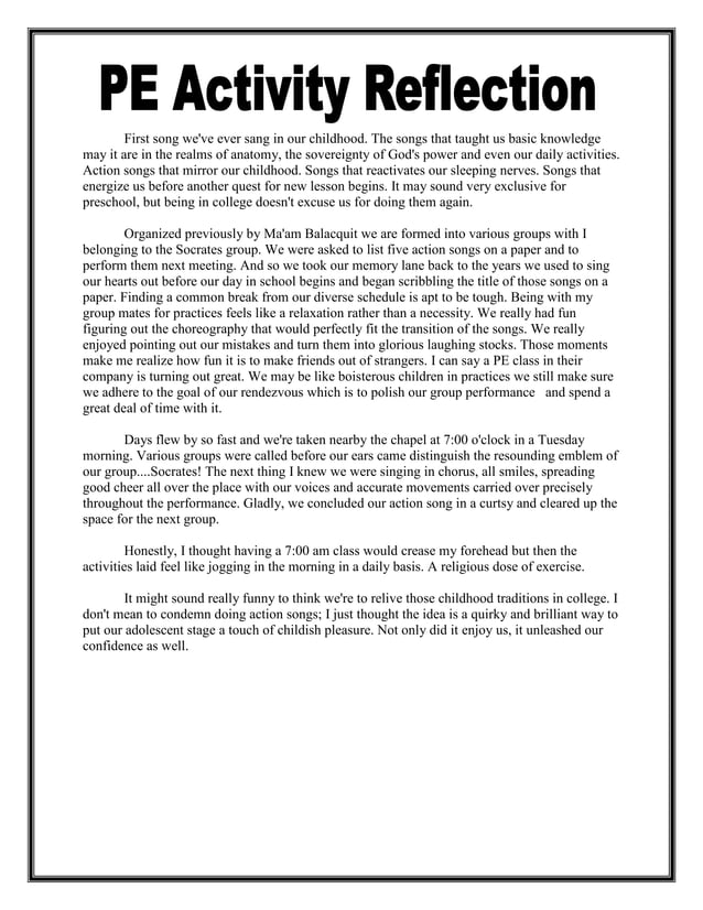 PE Activity Reflection | PDF