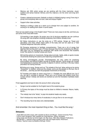 Action Songs: Learning Whith Fun | PDF